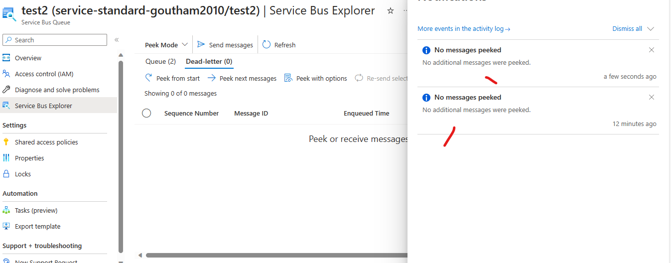 Replication Tasks and Peeklock : Unable to peek messages for Dead-letter the message/Abandon the ...