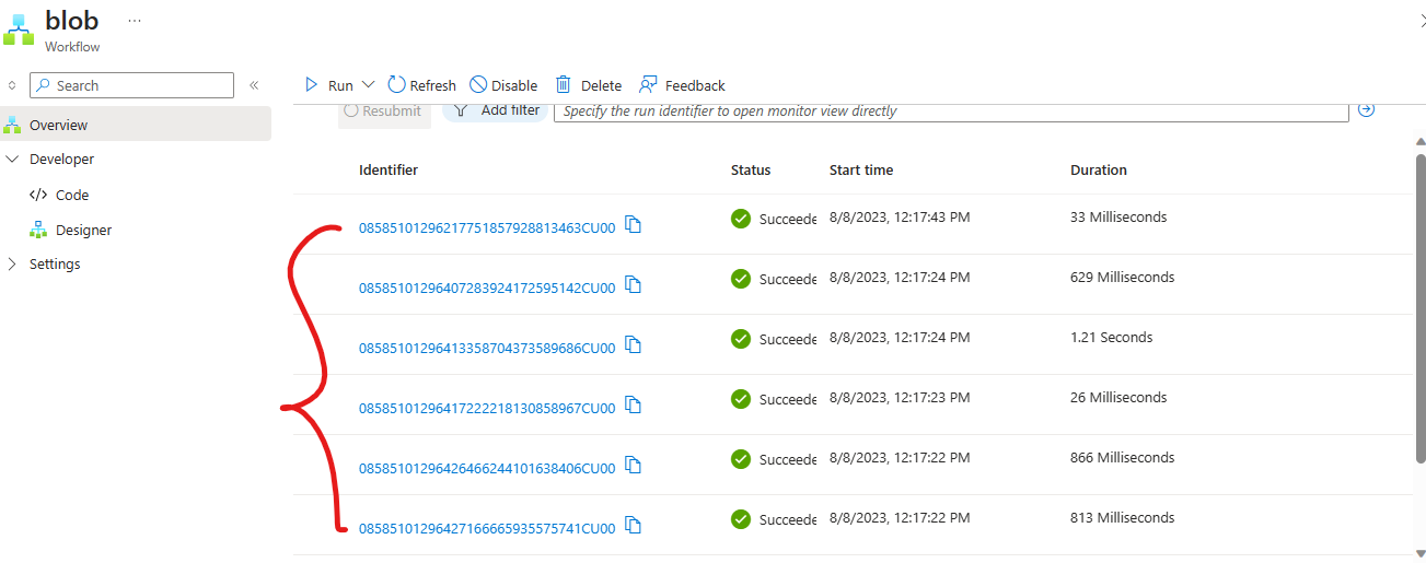 Standardazure Blobtrigger Test Case Workflow Is Succeeded If We Run The Workflow Without