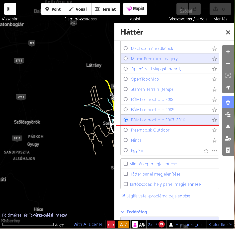 Hungarian orthophoto unusable, problem list missing · Issue #898 · facebook/Rapid · GitHub