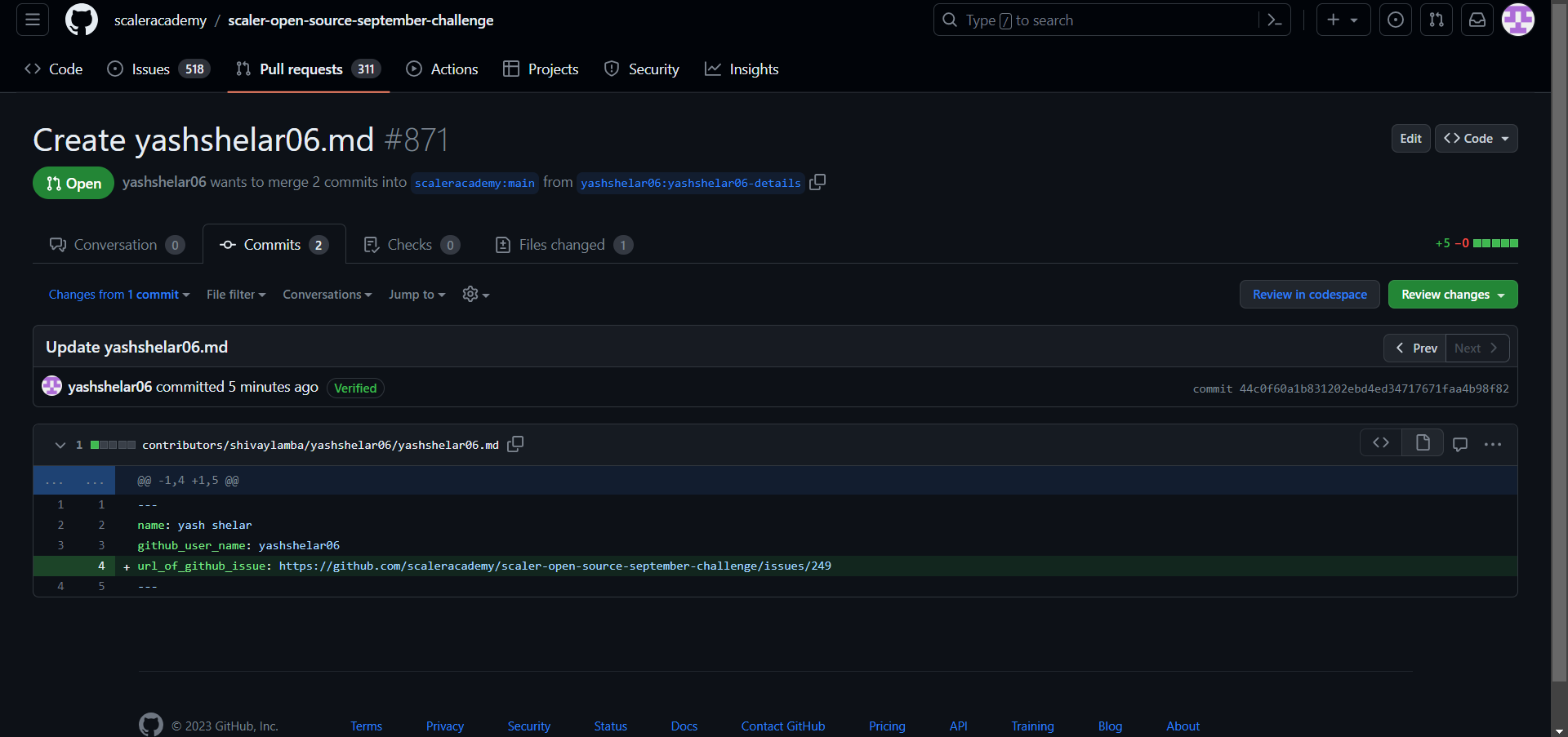 Challenge #1: Yash Shelar · Issue #249 · scaleracademy/scaler-open-source-september-challenge ...