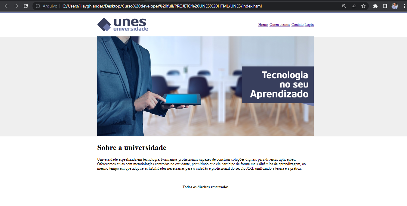 GitHub - Hayghlander/UNES-Universidade: Projeto criado utilizando apenas html
