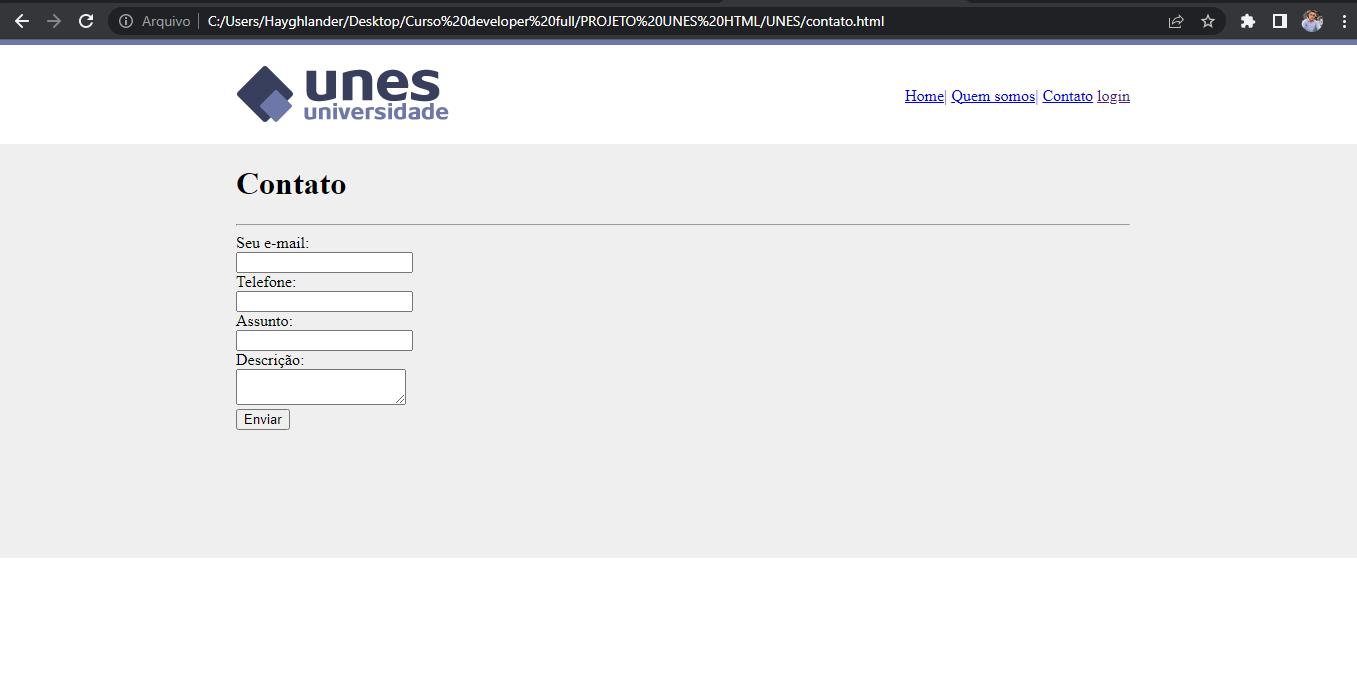 GitHub - Hayghlander/UNES-Universidade: Projeto criado utilizando apenas html