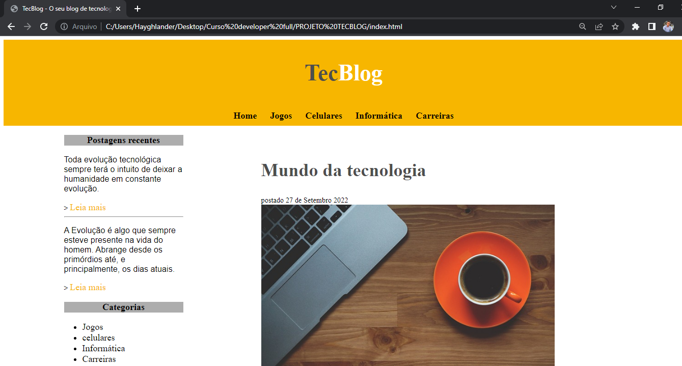 GitHub - Hayghlander/TecBlog: Projeto de um blog de tecnologia feito durante aprendizado no ...