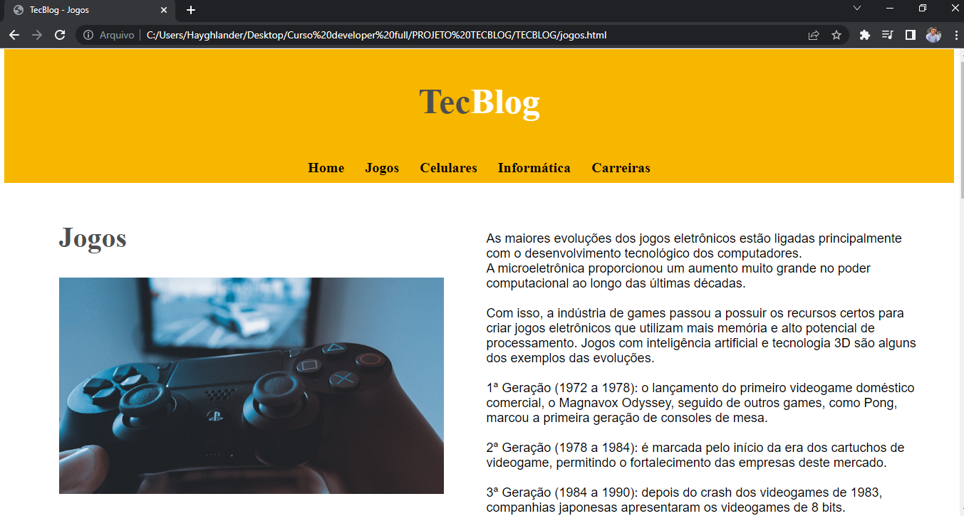 GitHub - Hayghlander/TecBlog: Projeto de um blog de tecnologia feito durante aprendizado no ...