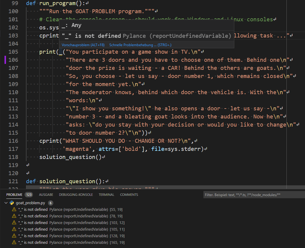 Wrong reportUndefinedVariable for "print(_(..." · Issue #140 · microsoft/pylance-release · GitHub