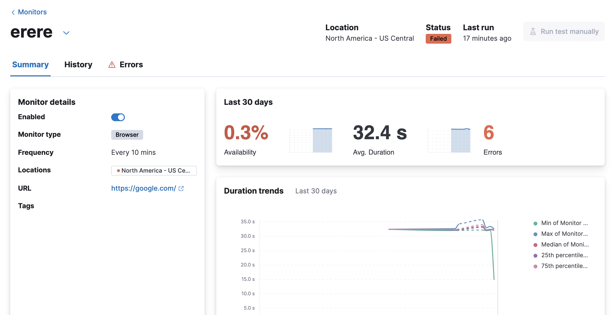 [Synthetics] Monitor Details page does not update until a hard refresh of the page · Issue ...
