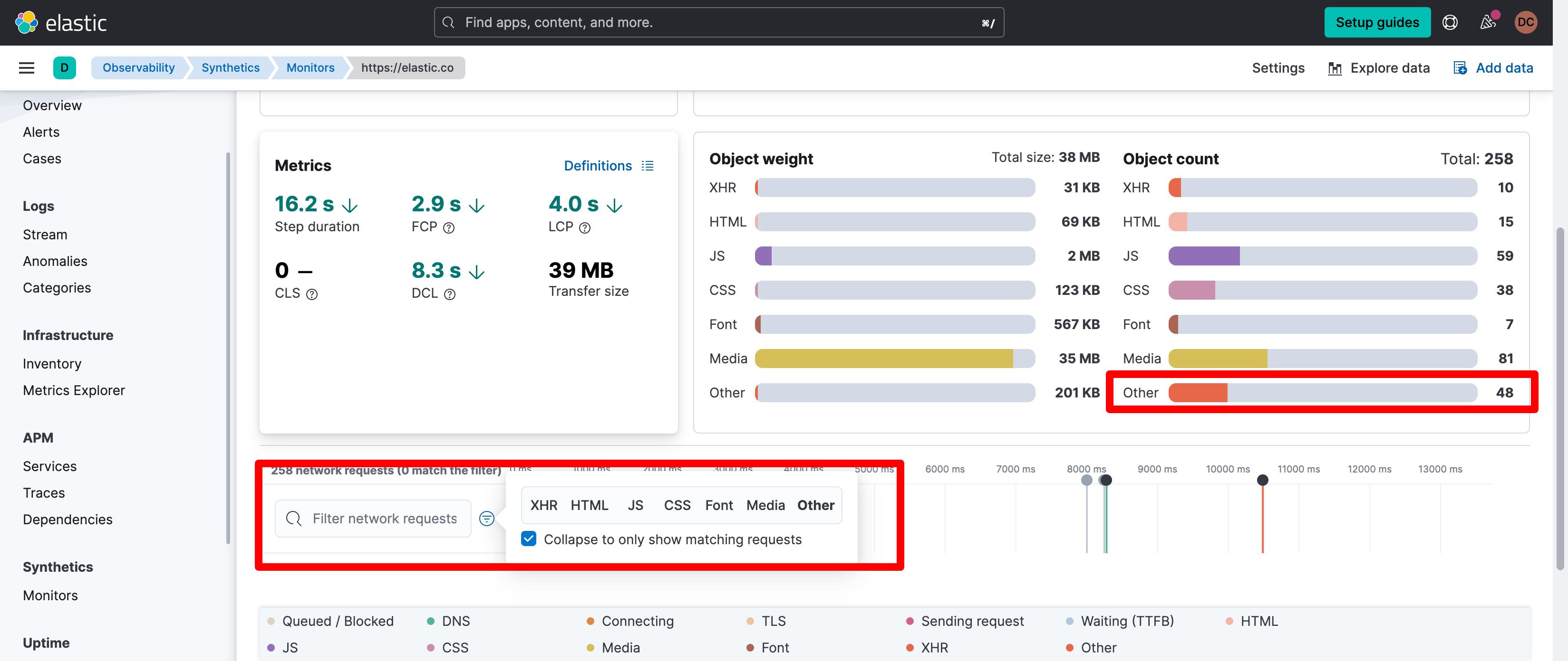 [Synthetics] [Uptime] Waterfall chart - Other filter does not work · Issue #145895 · elastic ...