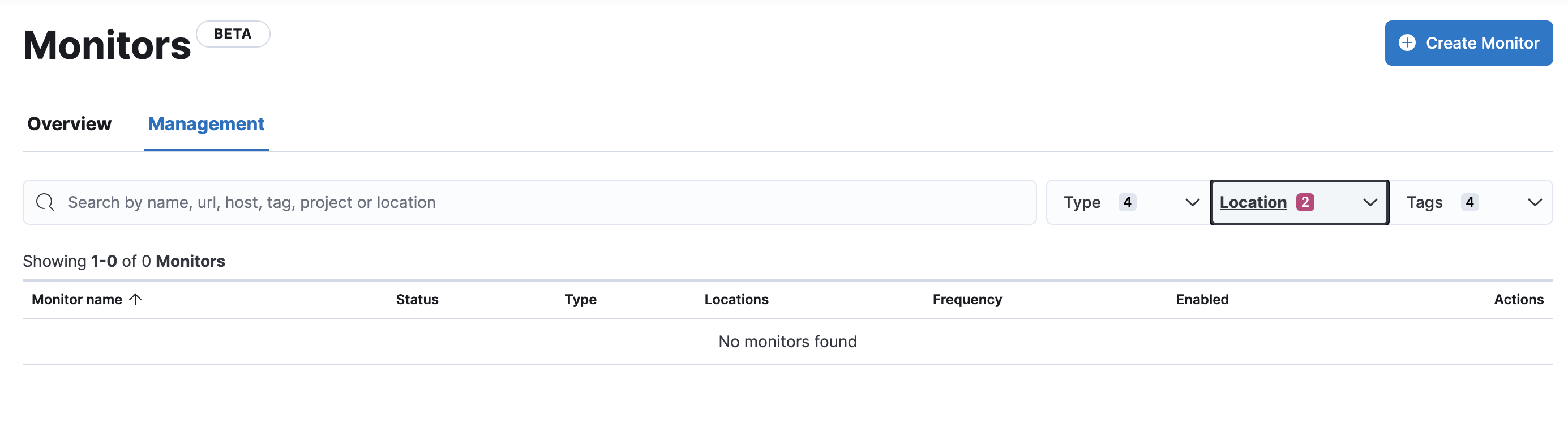 [Synthetics] Monitors page - Broken page meta data when filters or search returns 0 monitors ...