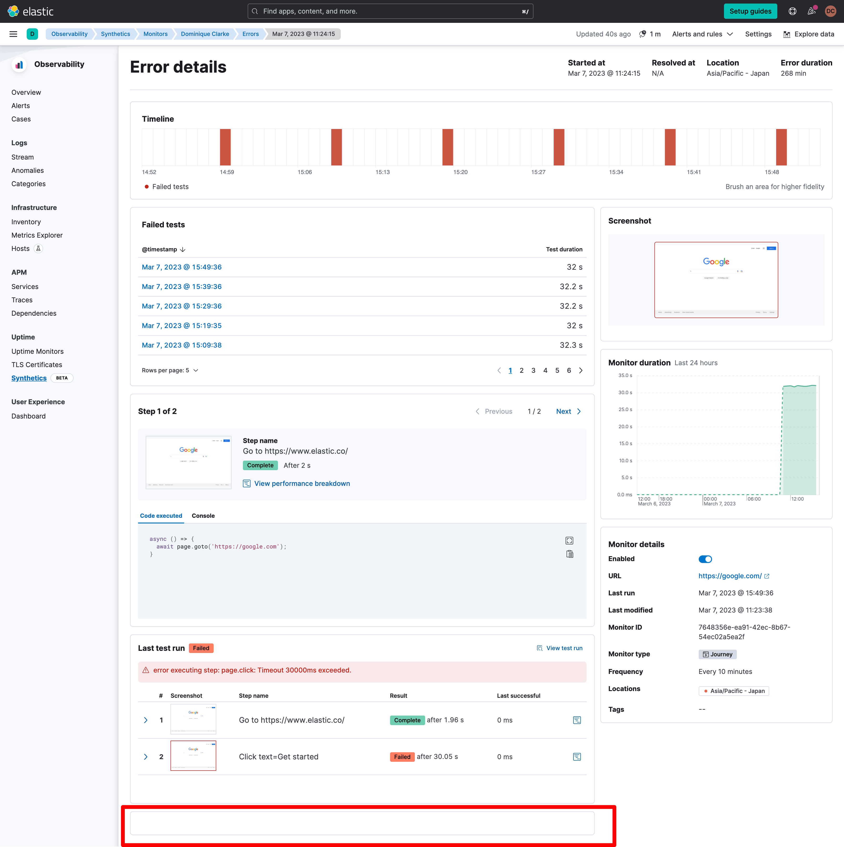 [Synthetics] Errors - empty panel on Error details page · Issue #152858 · elastic/kibana · GitHub