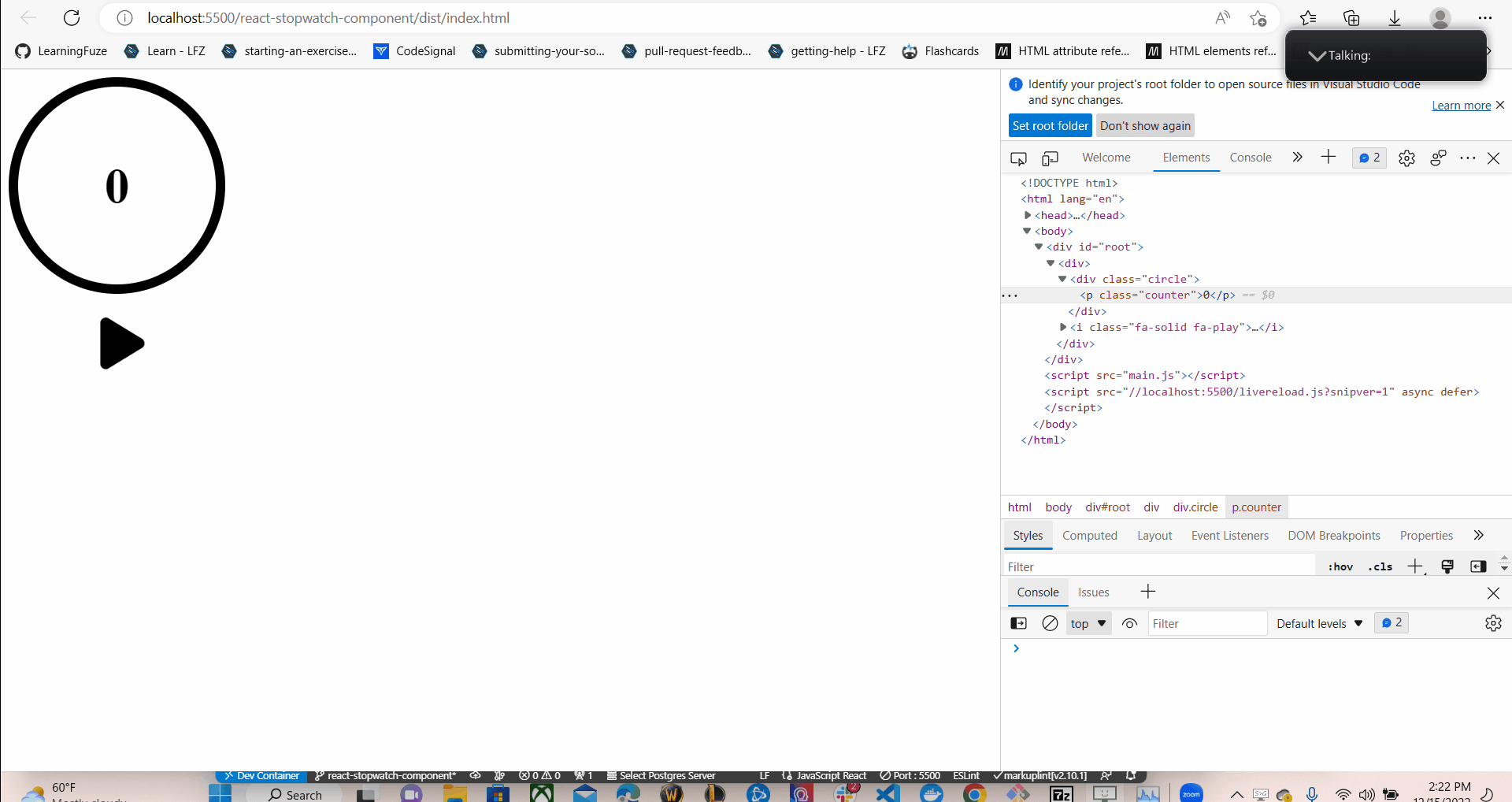 Completed React Stopwatch Component Tarek Chaaban By Tarekchaaban · Pull Request 21