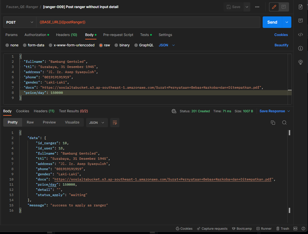 ISSUE: [ranger-009] Post ranger without input detail(DELETED) · Issue ...