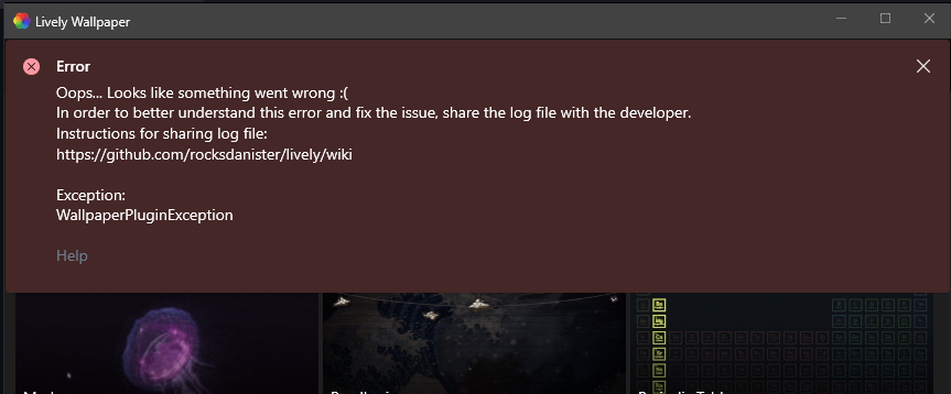 Exception: WallpaperPluginException · Issue #1506 · rocksdanister/lively · GitHub