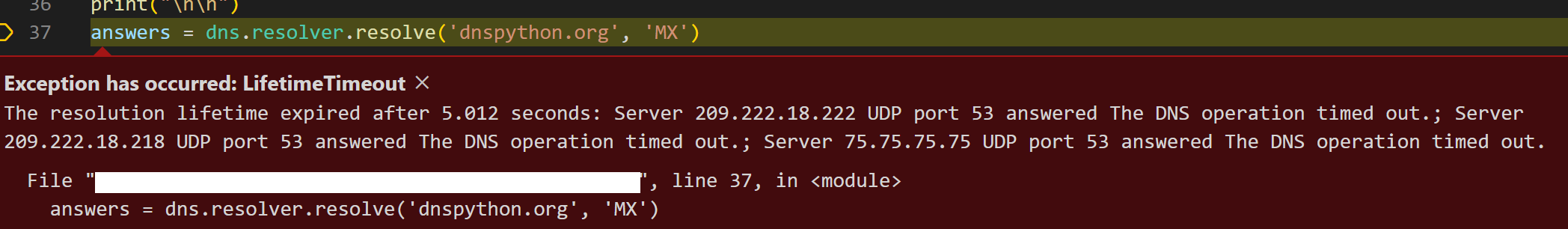 The resolution lifetime expired · Issue #847 · rthalley/dnspython · GitHub