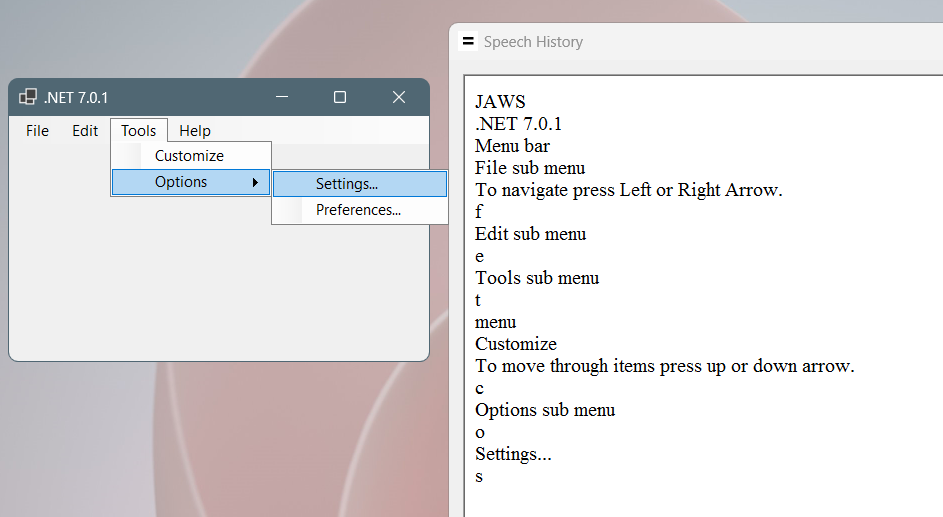 JAWS for Windows reports each item of the horizontal menu bar as having a submenu · Issue #8433 ...