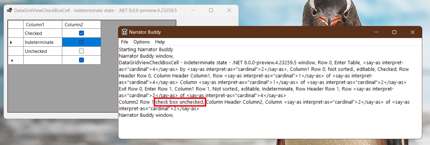 [Accessibility] Narrator cannot announce the indeterminate state of DataGridViewCheckBoxCell ...