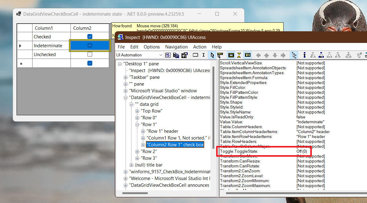 Accessibility Narrator Cannot Announce The Indeterminate State Of Datagridviewcheckboxcell