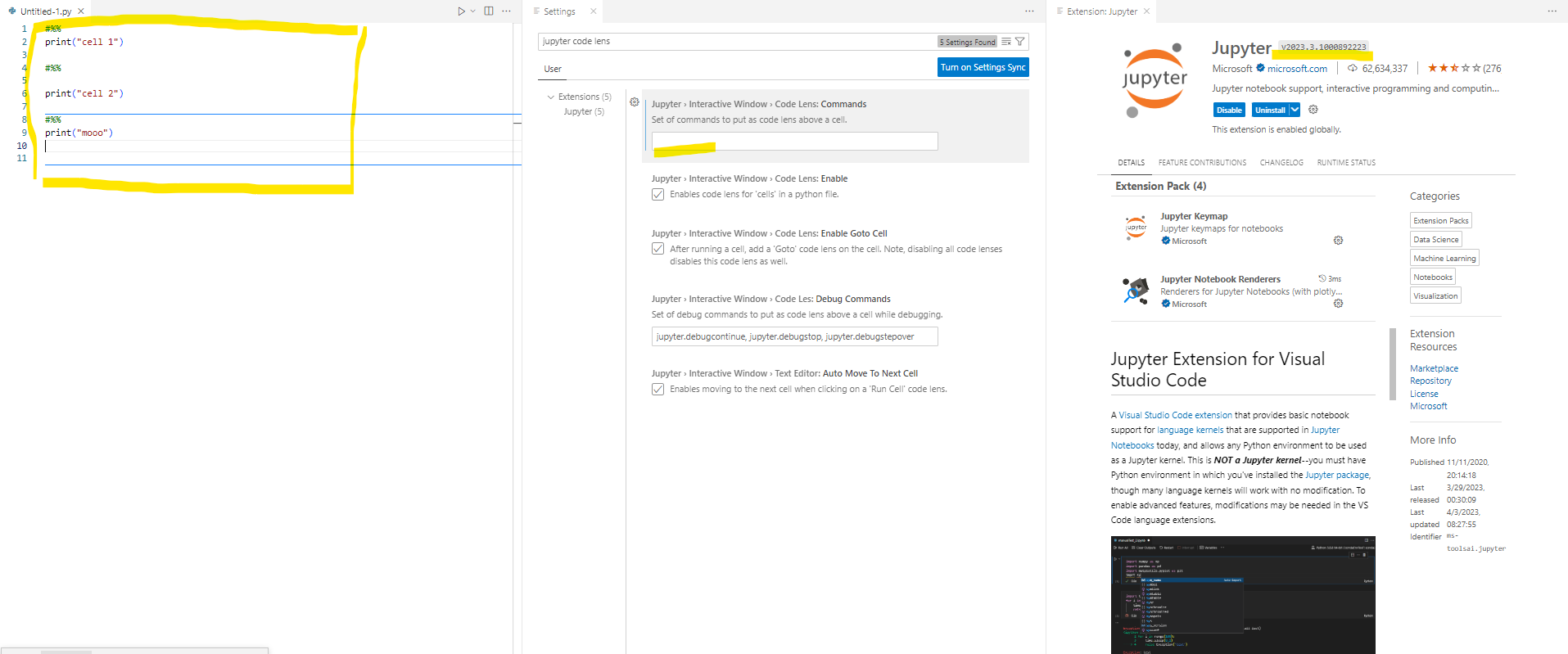 Option to display a line for every cell in .py files with percent ...