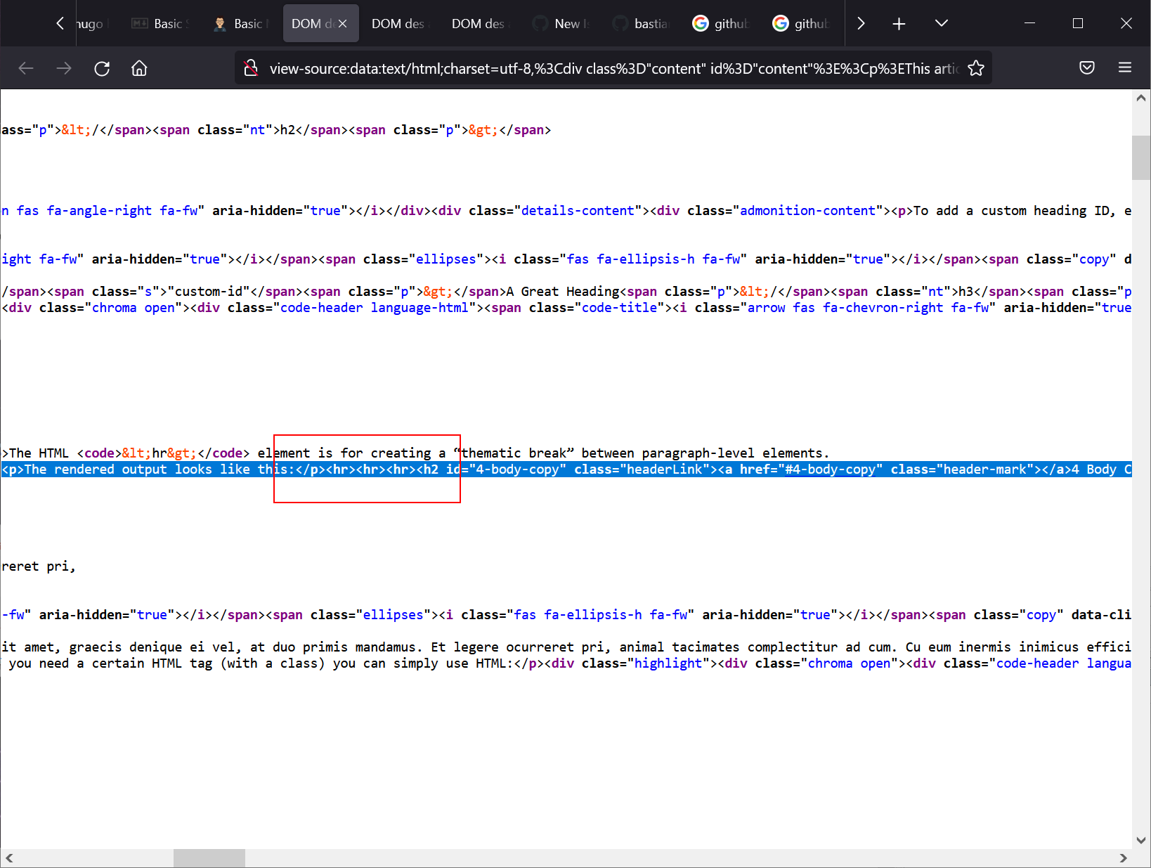 Horizontal rules appear in website's html but are not displayed in the browser · Issue #757 ...