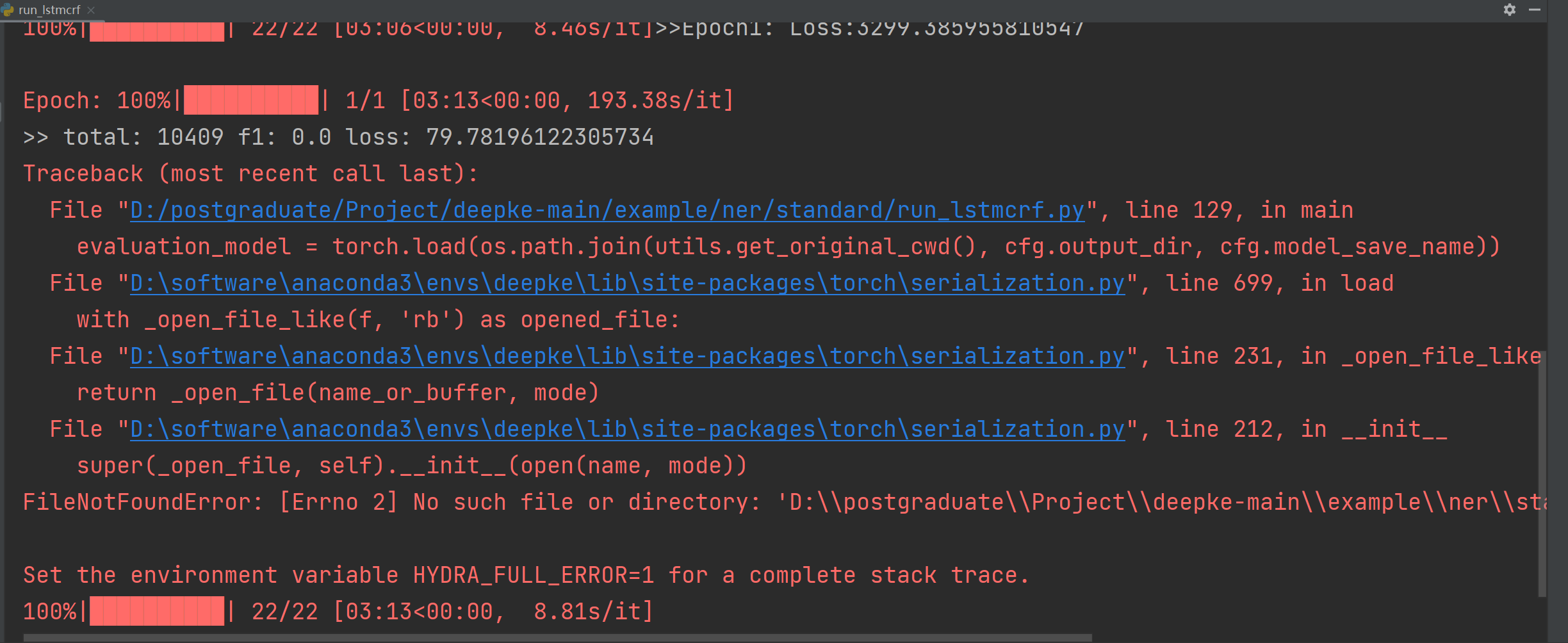 实体识别更换数据集 lstmcrf训练时报找不到.pth错误 · Issue #177 · zjunlp/DeepKE · GitHub