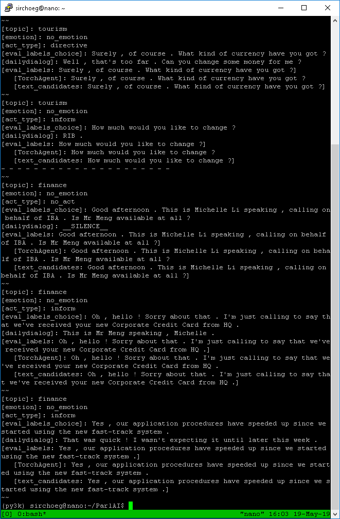 Bert bi encoder interactive script · Issue #1718 · facebookresearch/ParlAI · GitHub