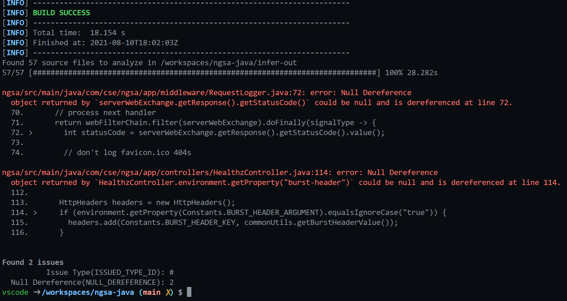 Embed static analyzer · Issue #36 · retaildevcrews/ngsa-java · GitHub
