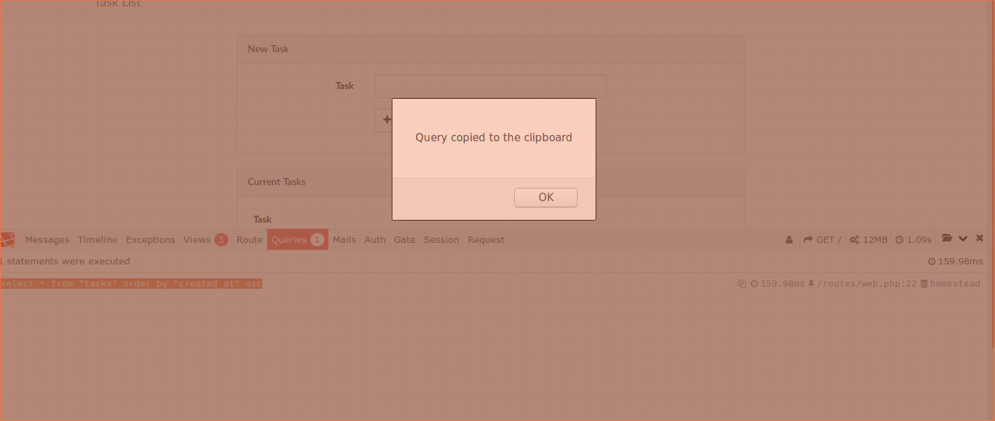 [Suggestion] Copy query to clipboard resource · Issue #702 · barryvdh/laravel-debugbar · GitHub