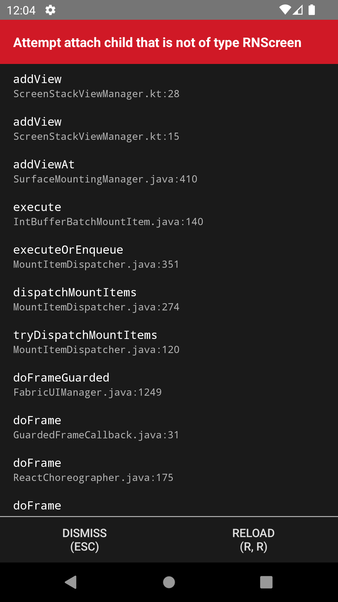 attempt child is not RNScreen type with React Navigation v6.0 · Issue #1608 · software-mansion ...