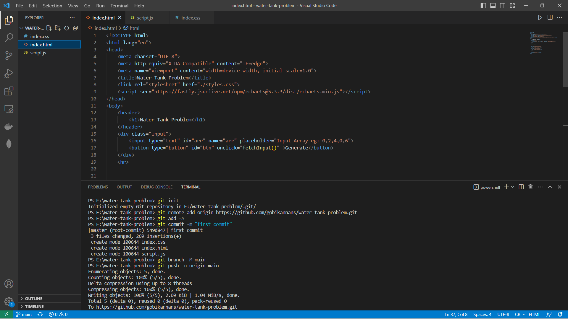 GitHub - gobikannans/water-tank-problem