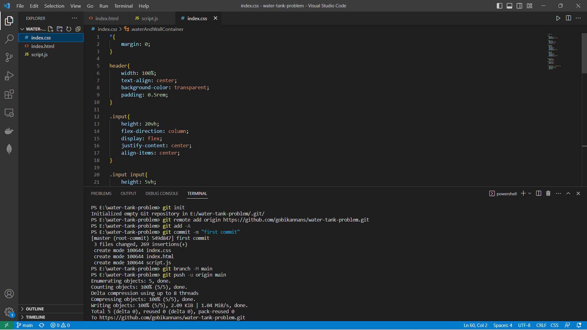 GitHub - gobikannans/water-tank-problem