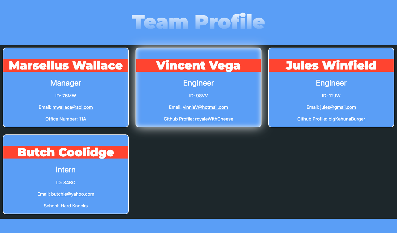 GitHub - BillStephens2022/Team-Profile-Generator