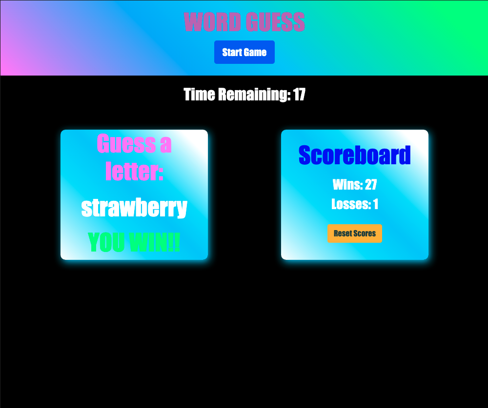 GitHub - BillStephens2022/Word-Guess-Game: Word guessing game with a ...