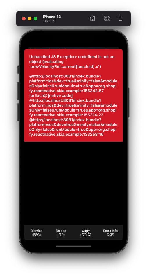 Undefined Is Not An Object Evaluation Prevvelocityrefcurrent Touchid X When Running 