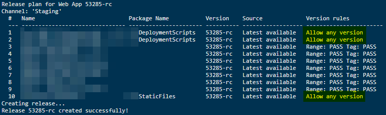 Channel version rules for script step package references not being applied when creating release ...