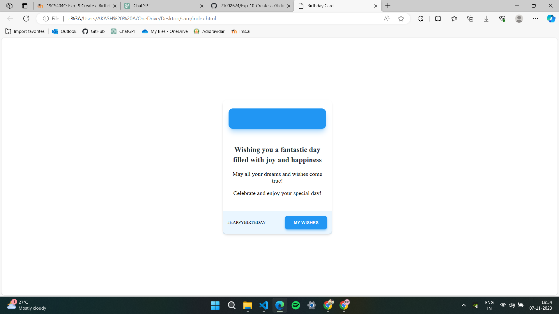 GitHub - 21002624/Exp--9-Create-a-Birthday-card-using-HTML-and-CSS
