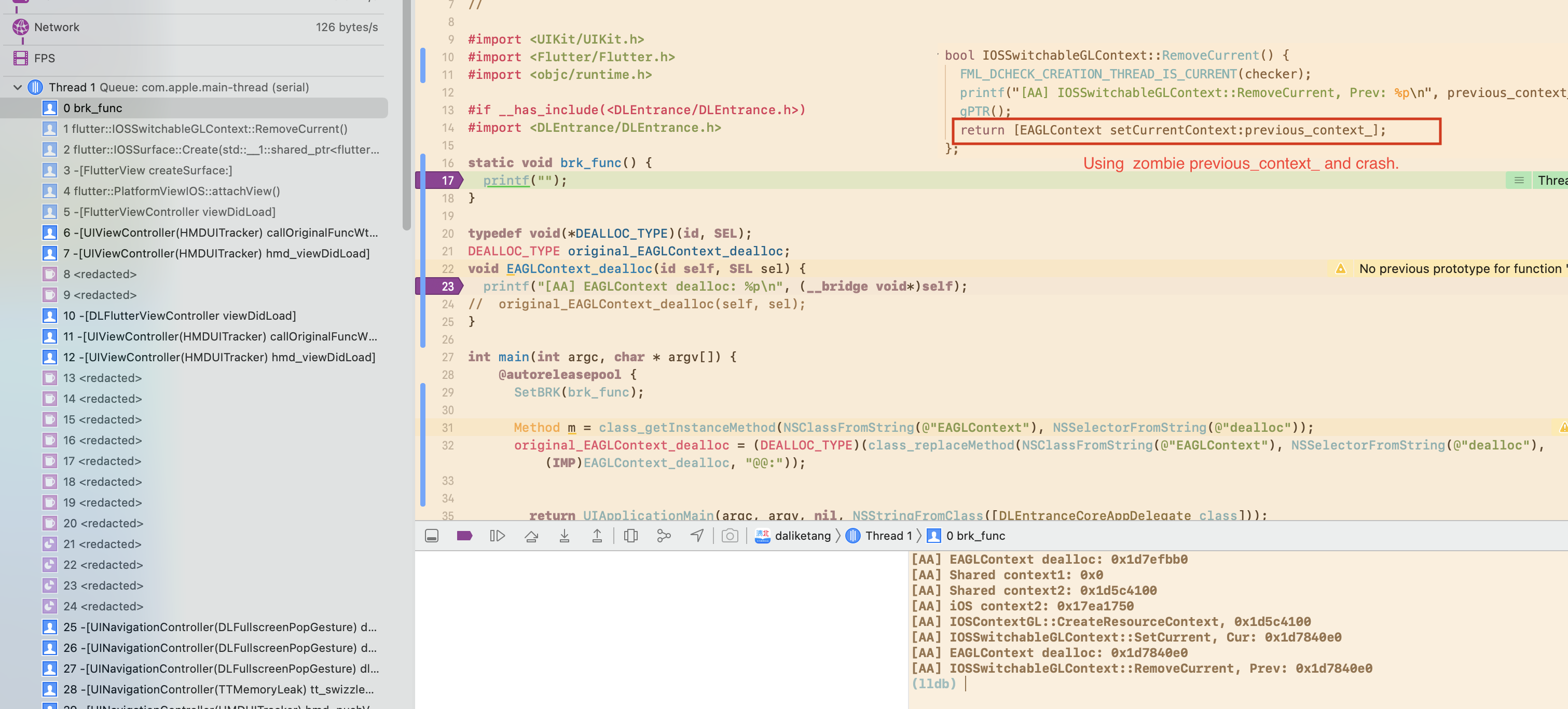 Random Crash For Opengl Context On Old Ios Devices Was Reintroduced In 122 · Issue 85877