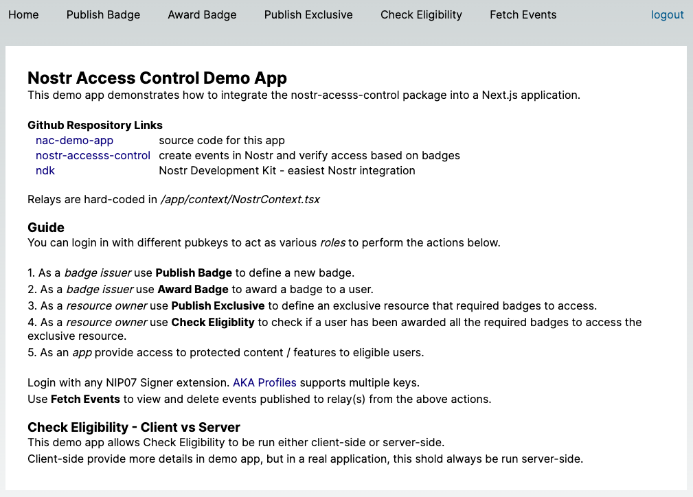 GitHub - neilck/nac-demo-app: The demo application shows how to integrate nostr-access-control ...