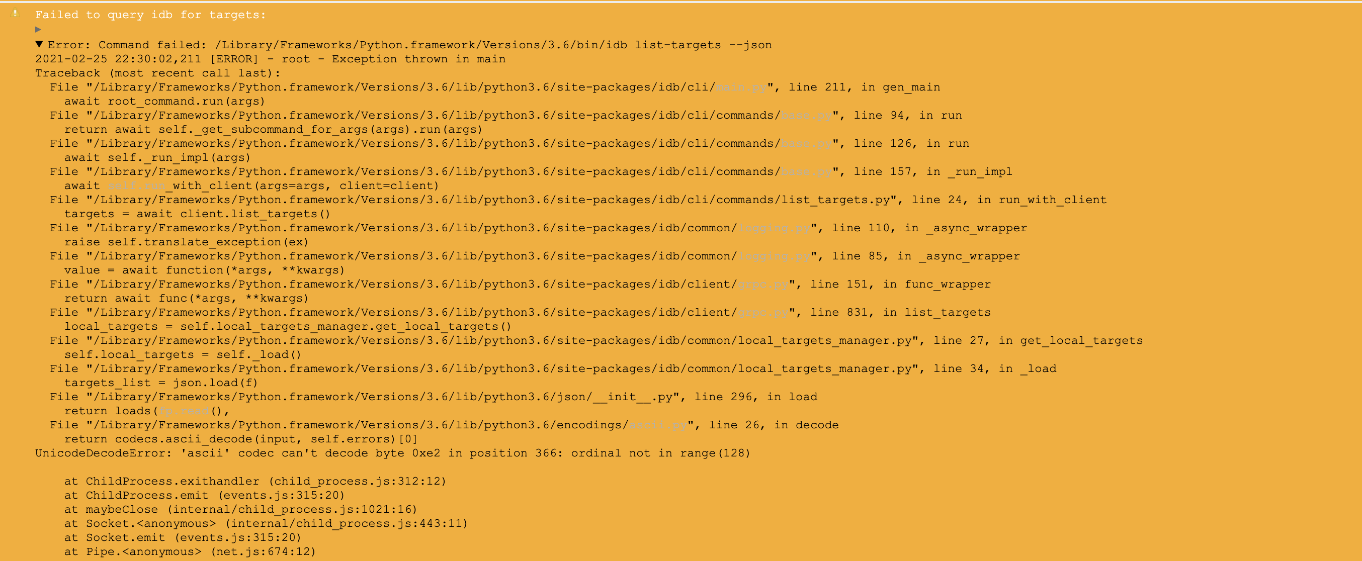 Flipper v0.77.0 Failed to query idb for targets on MacOS Big Sur · Issue #1966 · facebook ...