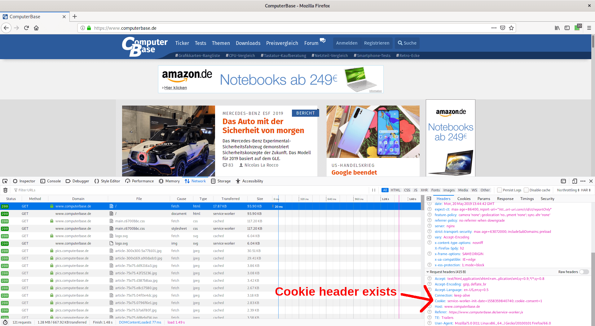 Cookies missing on very first request if website has service worker with fetch event handler ...