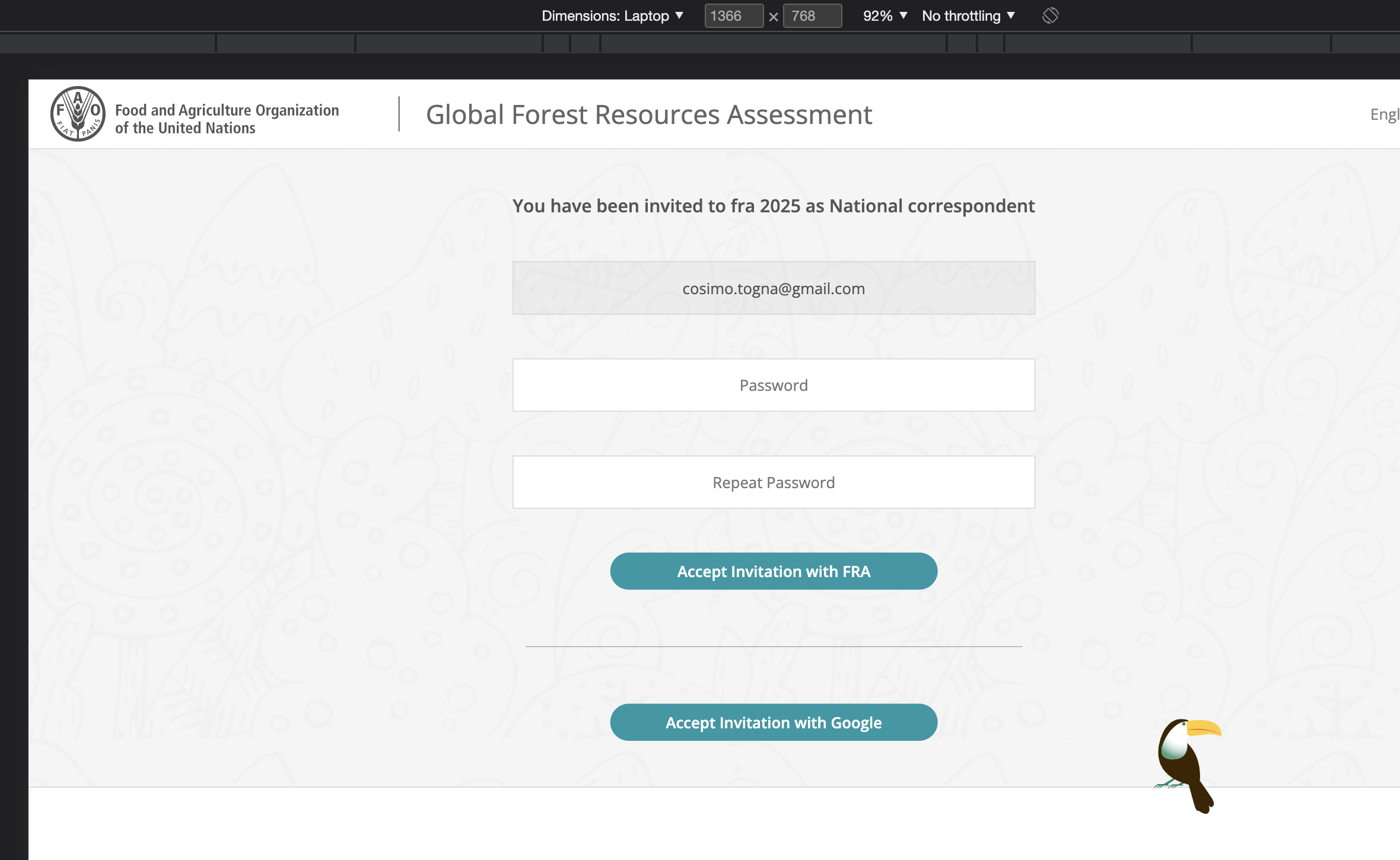 Accept invitation: Update UI Layout · Issue #1793 · openforis/fra-platform · GitHub