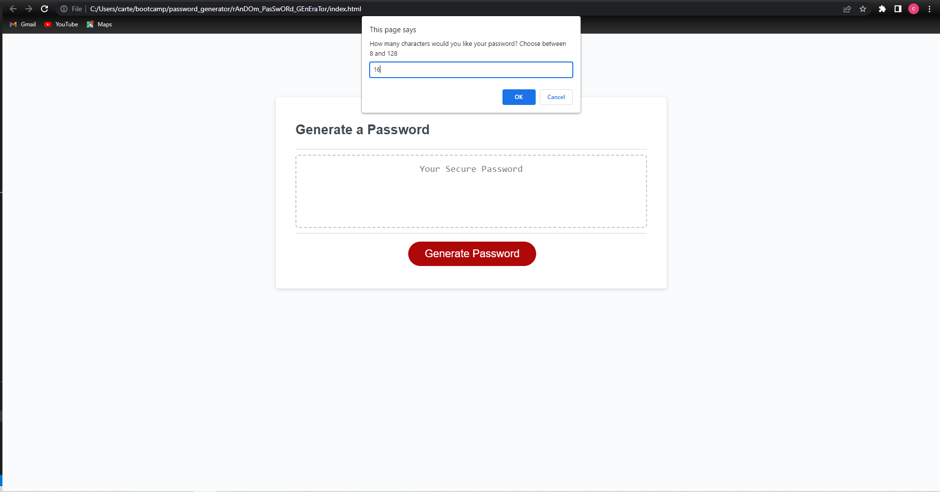 Github Carter Schmitzrandompasswordgenerator Web Application To Generate A Random Password