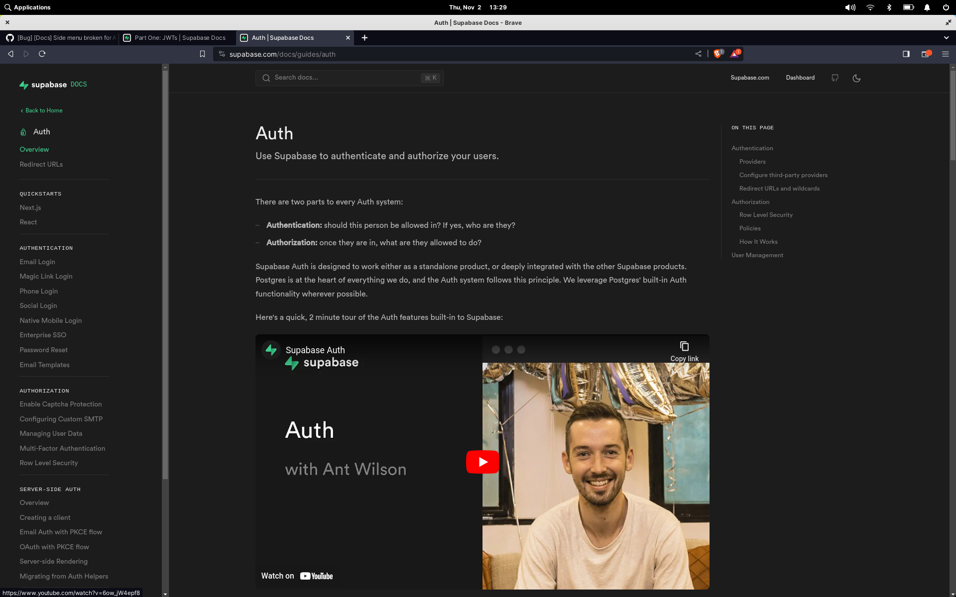 [Bug] [Docs] Side menu broken for Auth deep dives · Issue #18657 · supabase/supabase · GitHub