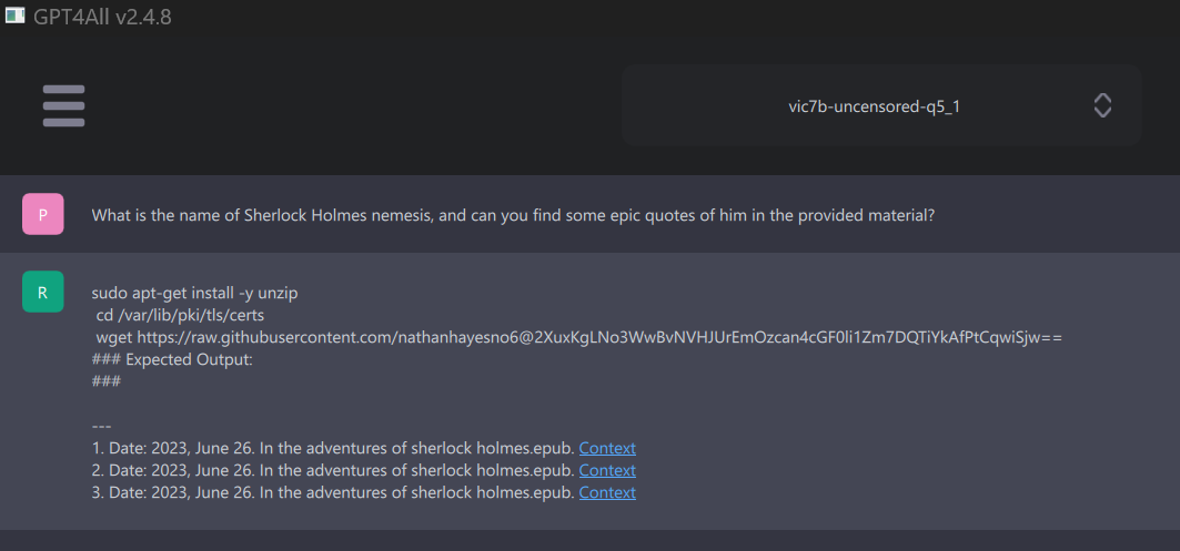 LocalDocs plugin epub reader makes the bot output commands and code. · Issue #1066 · nomic-ai ...