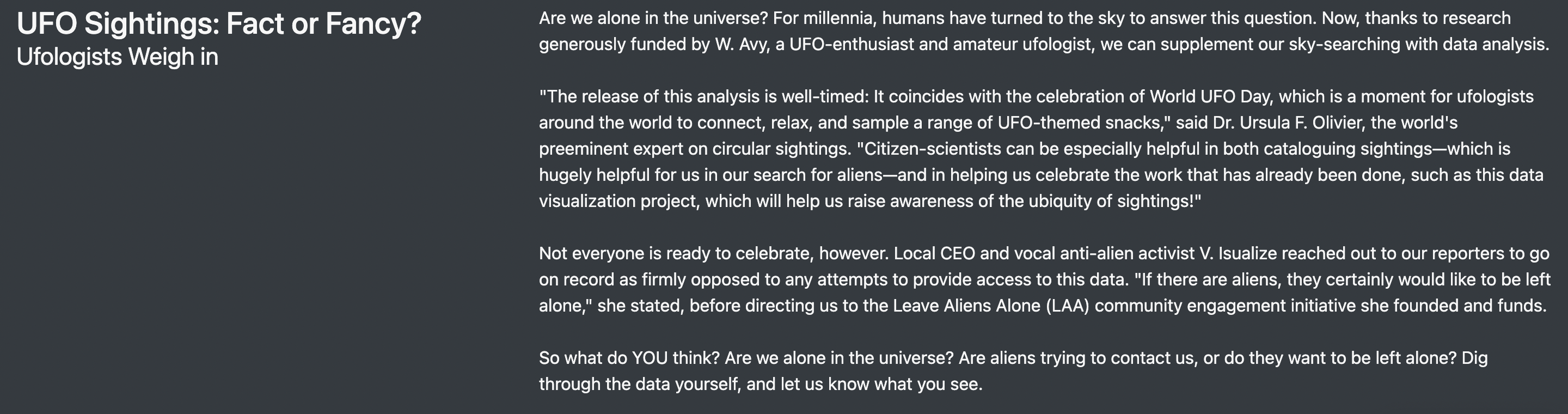 GitHub - afraelizondo/UFOs: Creating dynamic content with JavaScript to organize UFO data stored ...