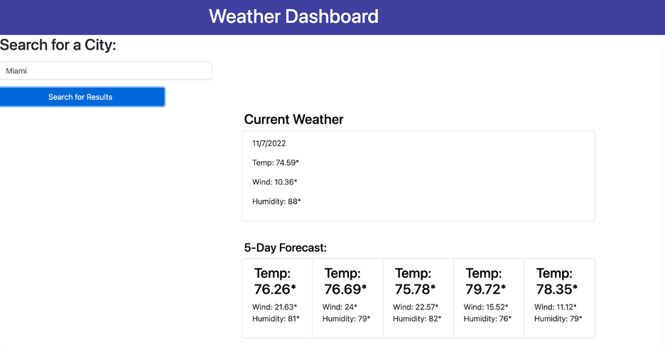GitHub - Lisette33/Weather-Dashboard-Project: The weather dashboard is ...