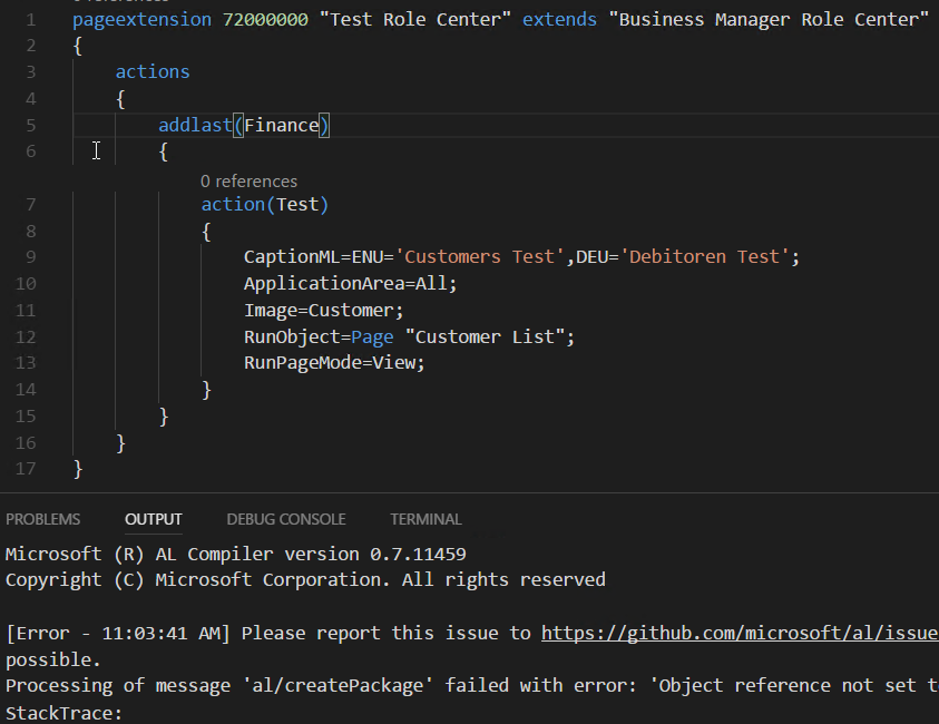 Not able to add Action to group "Finance" in Rolecenter 9022 "Business ...