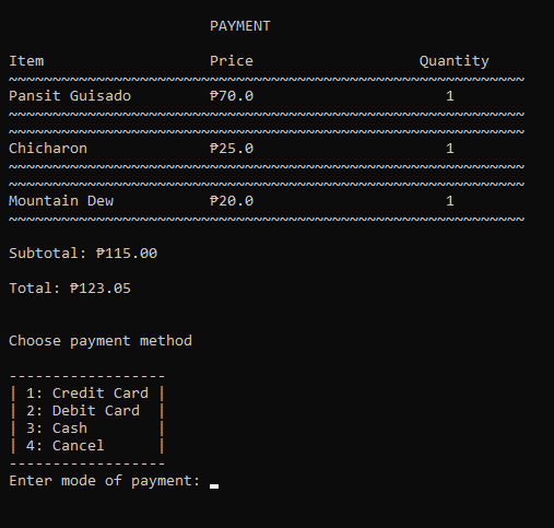 Github Cholocantos Food Ordering System Python School Project