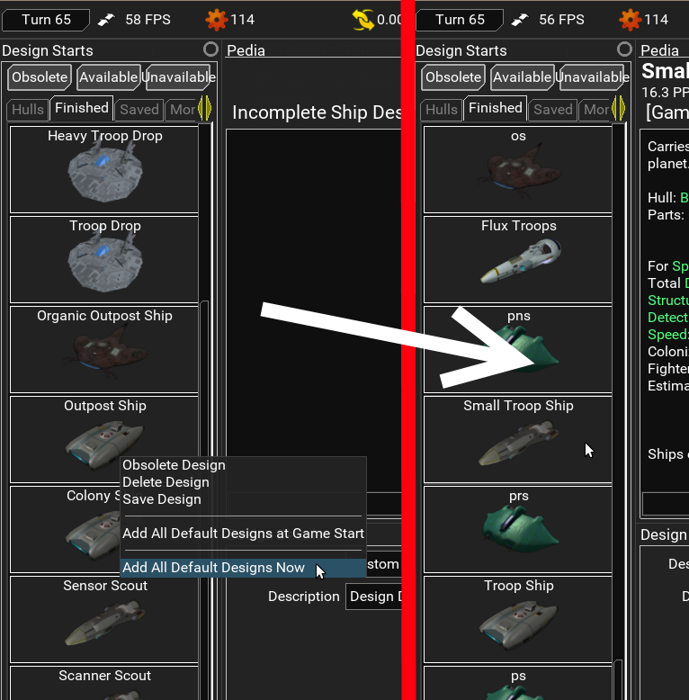 Unable to use the small troop ship design in the multiplayer game ...