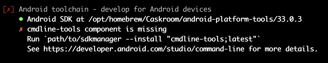 Flutter: ! Doctor found issues in 1 category. · Issue #4310 · Dart-Code/Dart-Code · GitHub
