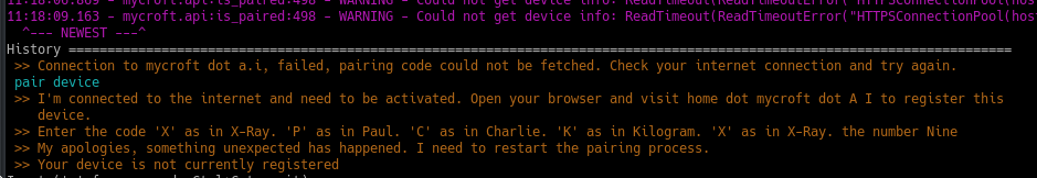 Cannot pair fresh installed linux-mycroft - Cannot connect to mycroft service · Issue #2179 ...