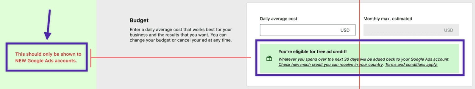 Display Free Ad Credit notice only for new Google Ads sub account · Issue #340 · woocommerce ...